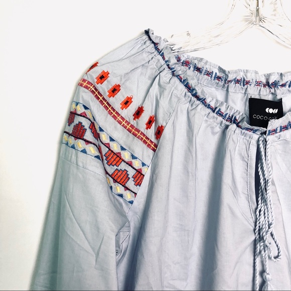 coco colette | Tops | Coco Colette Boho Embroidered Long Sleeve Top ...